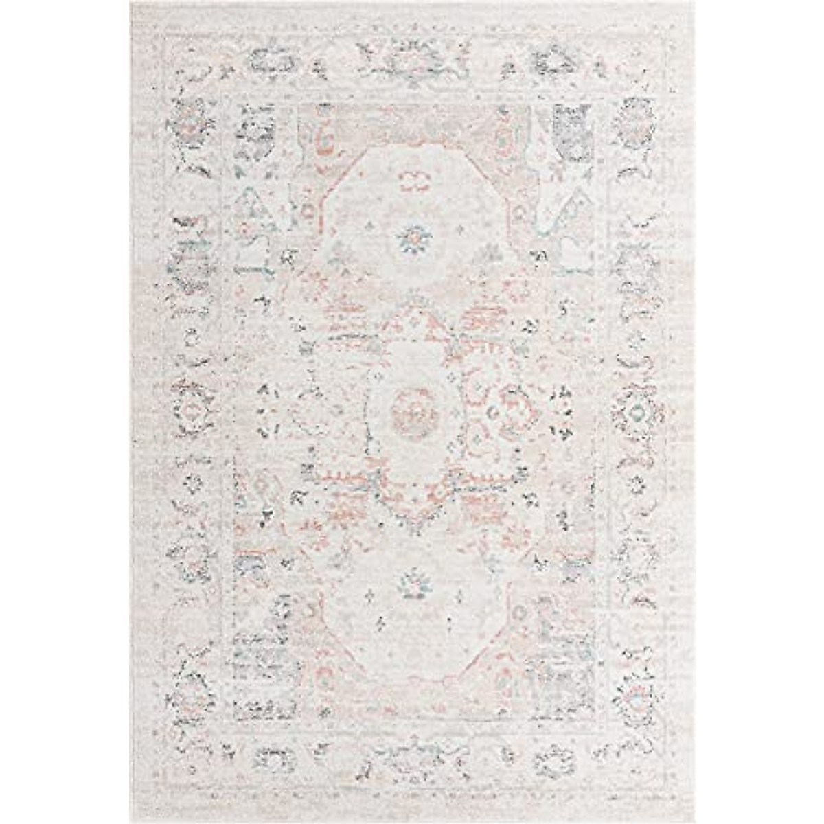 Rugs.com Madeline Vintage Collection Rug – 6' x 9' Ivory Medium-Pile Rug Perfect for Bedrooms, Dining Rooms, Living Rooms