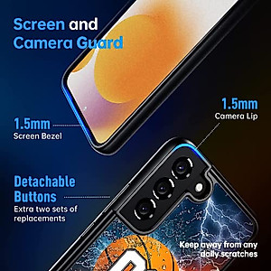 Personalized Basketball vs Name Number US Flag Decor Rubber Cover Phone Case for Samsung Galaxy S23 S22 S21 S20 ULTRA PLUS/ S21 FE /S20 FE/ S10 PLUS/ S9 PLUS/ S8 PLUS /S7 EDGE (Water Fire)