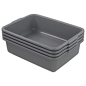 Farmoon 22L Commercial Bus Tub, Large Grey Wash Basin Tote Box, 4 Packs