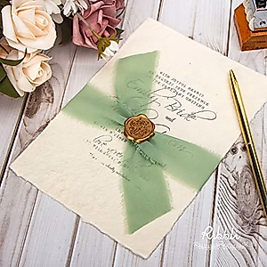 Ribbli Sage Green Chiffon Ribbon 1-1/2 inch x 20 Yard, Handmade Fringe Chiffon Ribbon for Gift Wrapping, Silk Ribbon for Wedding Invitations, Bridal Bouquets Wrapping, Flower Arrangement Decoration