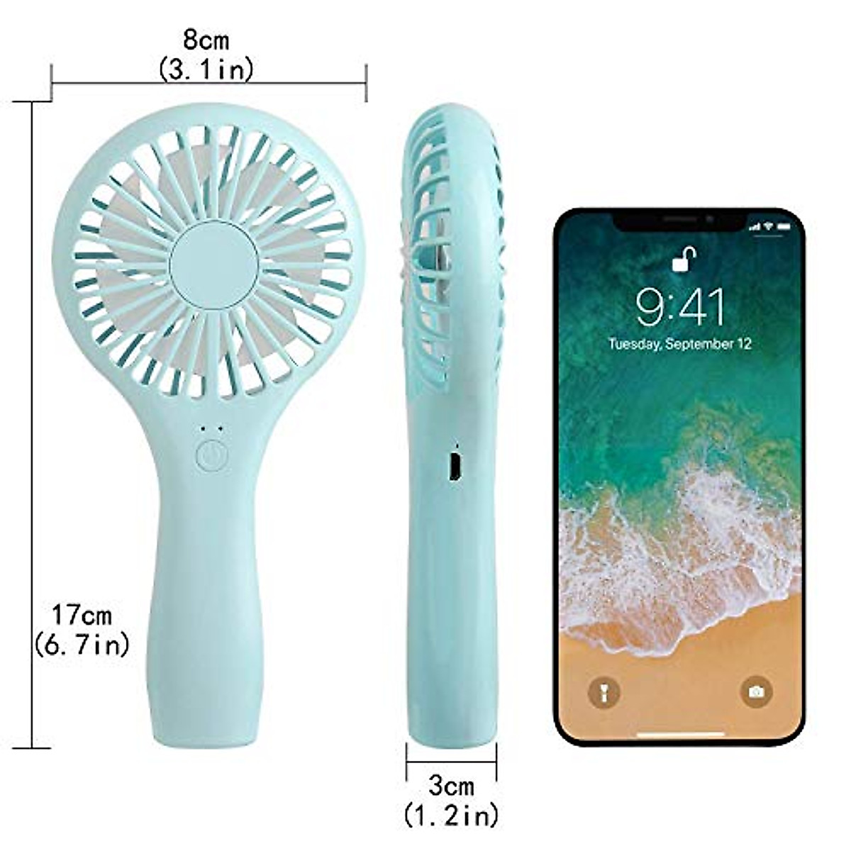 TriPole Handheld Fan Mini Personal Fan Bundle Strong Wind Battery Operated USB Fan Adjustable Speed Personal Small Fan Cute Design for Women Girls Kids Eyelash