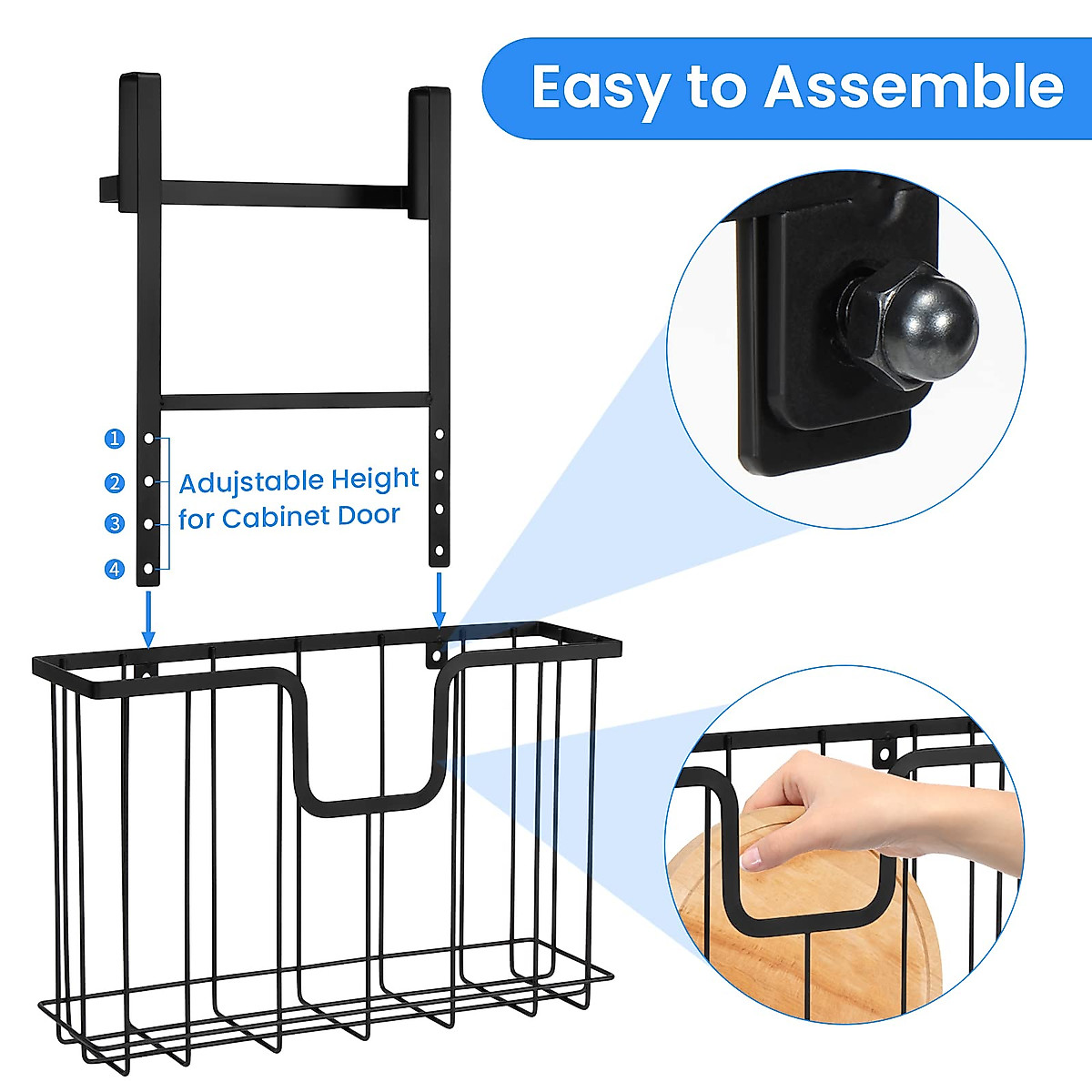 ORLESS 2-Pack Kitchen Cabinet Door Organizer, Over Cabinet Door Organizer with Towel Bars, Cabinet Door Storage for Cutting Board, Foil, Plastic Wrap, Baking Sheet, Cookie Sheet