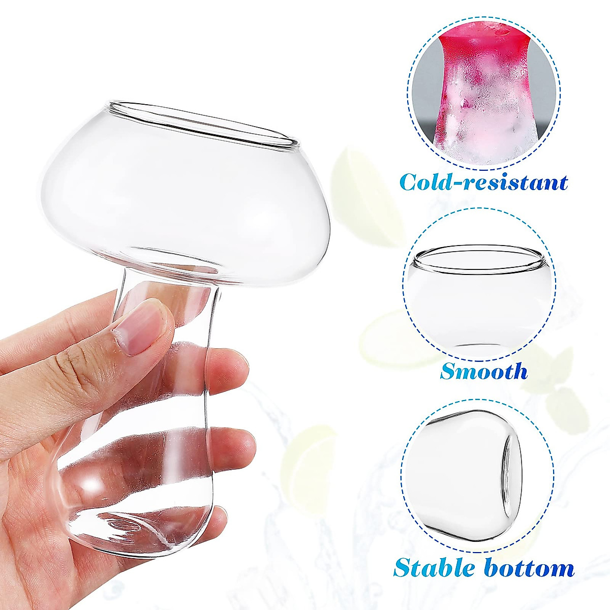 DOITOOL Cocktail Glass Creative Mushroom Shaped Cocktail Glass Glass Goblet Drink Cup for Wine Champagne Cocktail Bar Home 280ml