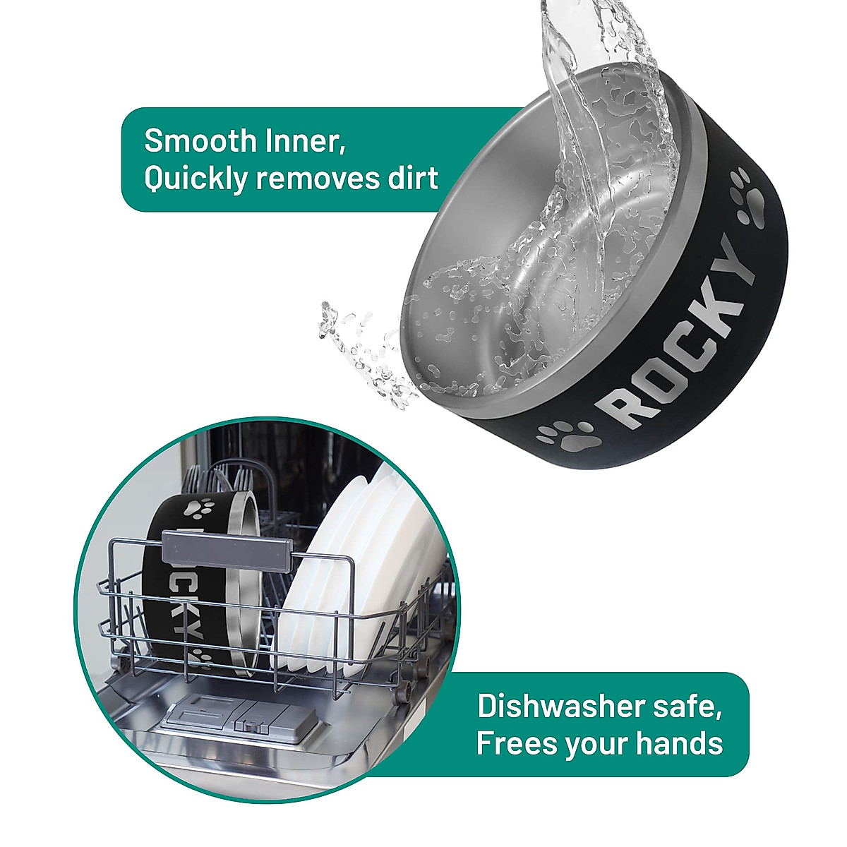 Personalized Dog Bowl - Custom Stainless Steel Dog Bowls Non Slip 16 oz., 32 oz. or 64 oz. - Dishwasher Safe - Personalized Dog Bowls with Name - Insulated Stainless Steel Dog Bowls