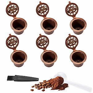 Reusable espresso Capsules Refillable Coffee Pods - Coffee Capsule Filter Compatible With Nespresso Coffee Machines - Replacement for Nespresso Food Grade Coffee Filter Capsule - 6 Pack
