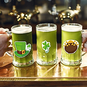 St.Patrick's Day Stickers Cute Shamrock Stickers Beer Party Decoration Sticker Irish Day Cake Baking Decoration Gold Coins Labels Stickers