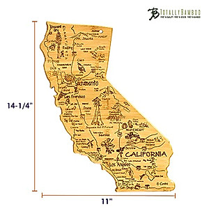 Totally Bamboo Destination California State Shaped Serving and Cutting Board, Includes Hang Tie for Wall Display