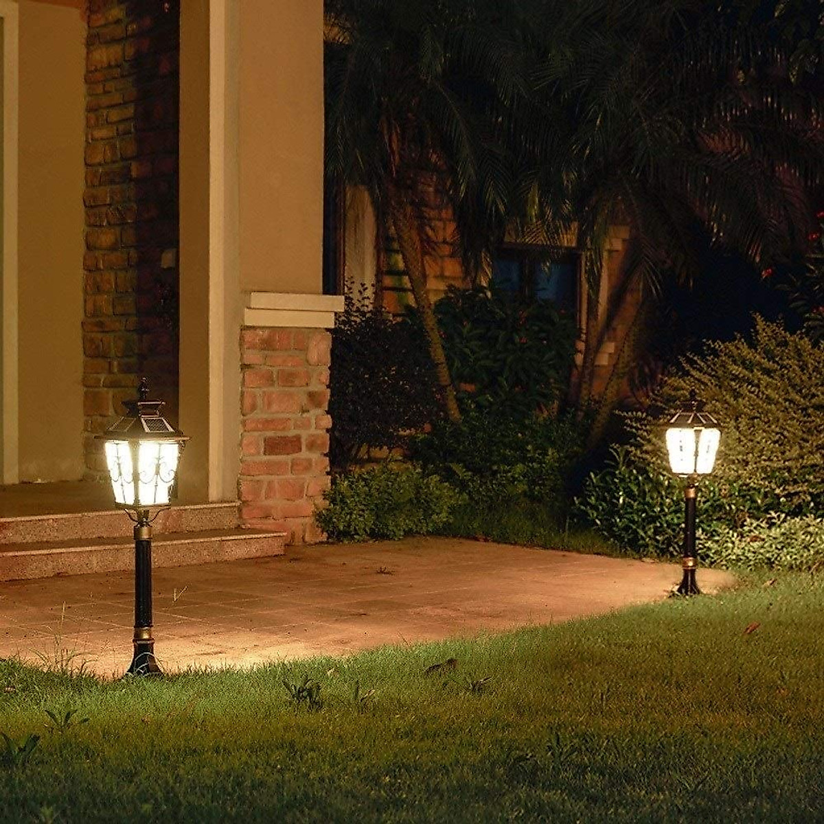 XMFXIAO LED 0.92m Brown Solar Post Light Street Light Outdoor IP65 Waterproof Retro Glass Aluminum Metal Home Super Bright Garden Villa Light Outdoor Landscape Street Light