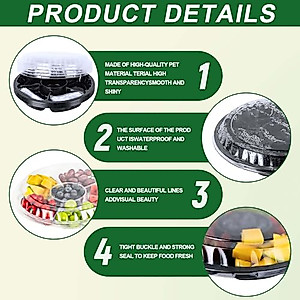 12 Pack Round Appetizer Serving Tray with Lids with Fork 6 Divided Serving Tray, Disposable Food Storage Containers, Plastic Tray Storage, Snack, Vegetable Fruit Plastic Trays for Party and Buffet