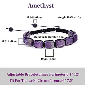HESHPAWS Genuine Amethyst Adjustable Bracelets Crystal Healing Stones Bracelets Supernatural Reiki Natural Stones Bead Bracelets for Women Men (Amethyst)