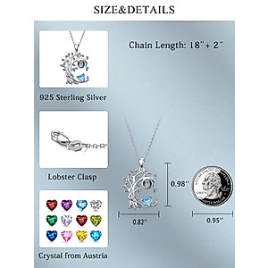 Dorunmo Personalized Photo Picture Projection Necklace Tree of Life Necklace Aquamarine March Birthstone Necklace for Women 925 Sterling Silver Mothers Day Birthday Romantic Jewelry Gifts Women Wife Mom Girlfriend Anniversary