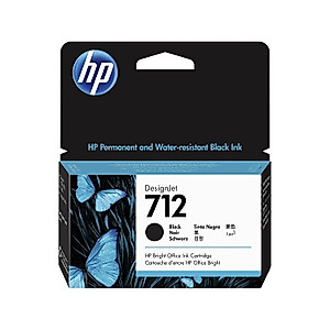 HP 712 Black 38-ml Genuine Ink Cartridge (3ED70A) for DesignJet T650, T630, T230, T210 & Studio Plotter Printers