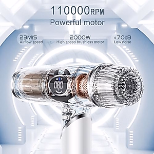 Hair Dryer, slopehill Professional Foldable Blow Dryer, Ionic Hairdryer, High-Speed Blowdryer for Fast Drying, Portable Compact for Travel, Magnetic Diffuser & Nozzle, LCD Display