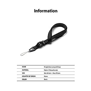 Ringke Lanyard Design Strap Shoulder Neck Hand Wrist Designed for Cell Phone Cases, Keys, Cameras & ID QuikCatch Lanyard Adjustable String - Black