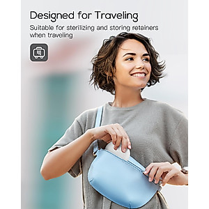 VEAMOR UVC Retainer Case Upgraded, Case Compatible for Invisalign 500mAh Battery Powered with Travel Bag, Dental Braces Case Slim with Vent Holes - White&Green