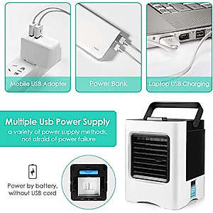 Portable Air Conditioners, 3-In-1 Air Cooler with 3 Speeds, Humidifier and Ultra Quiet, Evaporative Mini Air Conditioner for Room, Home and Office