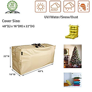 Hentex Outdoor cushion storage bag Waterproof Dustproof Patio Cushion Storage Bag with Zipper and Handle large Duffle Bag Garden Furniture Cushion Carrying Bag PVC free 48" L×16" W×22" H (Beige)
