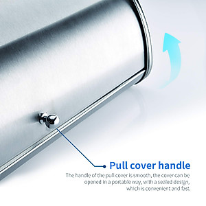 Stainless Steel Bread Box with Roll Up Lid, For Easy Kitchen Counter Storage, Bread Bin Holder,17.5X11.5X7.5 inch, Matte Black