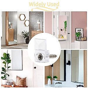 Qjaiune 20 Pack Mirror Holder Clips for Walls, Clear Retainer Clips Cabinet Glass Holder Clip, Wall Mirror Mount Kit Frameless Mirror Hanging Hardware for Vanity Mirror Window Screen (Classic Style)