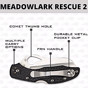 Byrd Meadowlark 2 Rescue Lightweight Knife with 3.05" Stainless Steel Sheepfoot Blade and High Performance Black FRN Handle - SpyderEdge - BY19SBK2