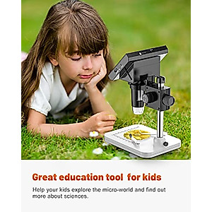 Elikliv EDM4 4.3" Coin Microscope, LCD Digital Microscope 1000x, Coin Magnifier with 8 Adjustable LED Lights, PC View, Windows Compatible