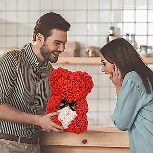 YWBG Rose Bear Gifts for Women, Mothers Day Rose Teddy Bear Gifts for Women Mom, Artificial Flower Teddy Bear Valentines Day Gifts for Girlfriend Wife Her, Birthday Gifts for Mom Women Sister