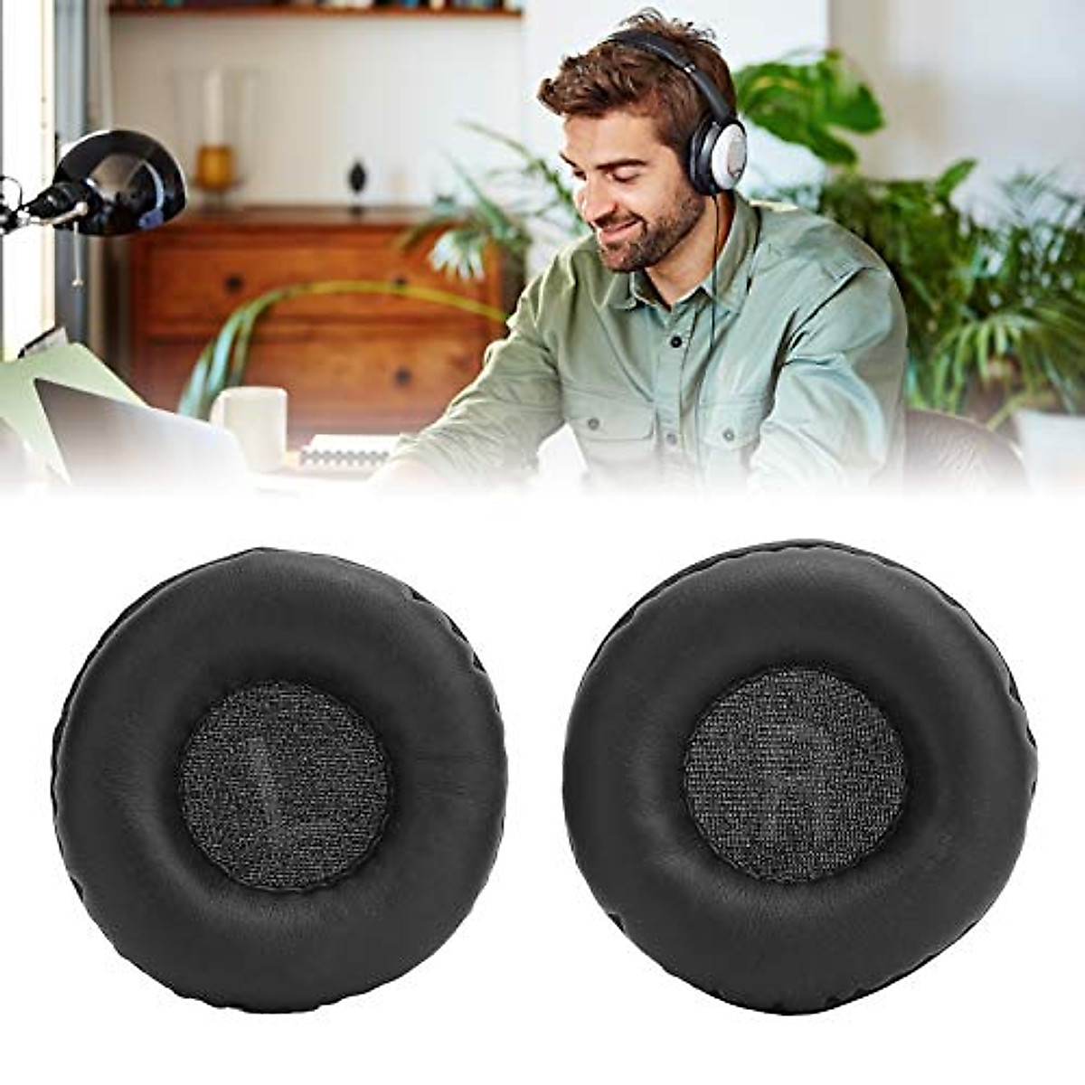 Ear Cushions Compact Size Artificial Leather 60MM Headphone Earpad Easy to Install for Home Office Earphones 2.4in Earphones