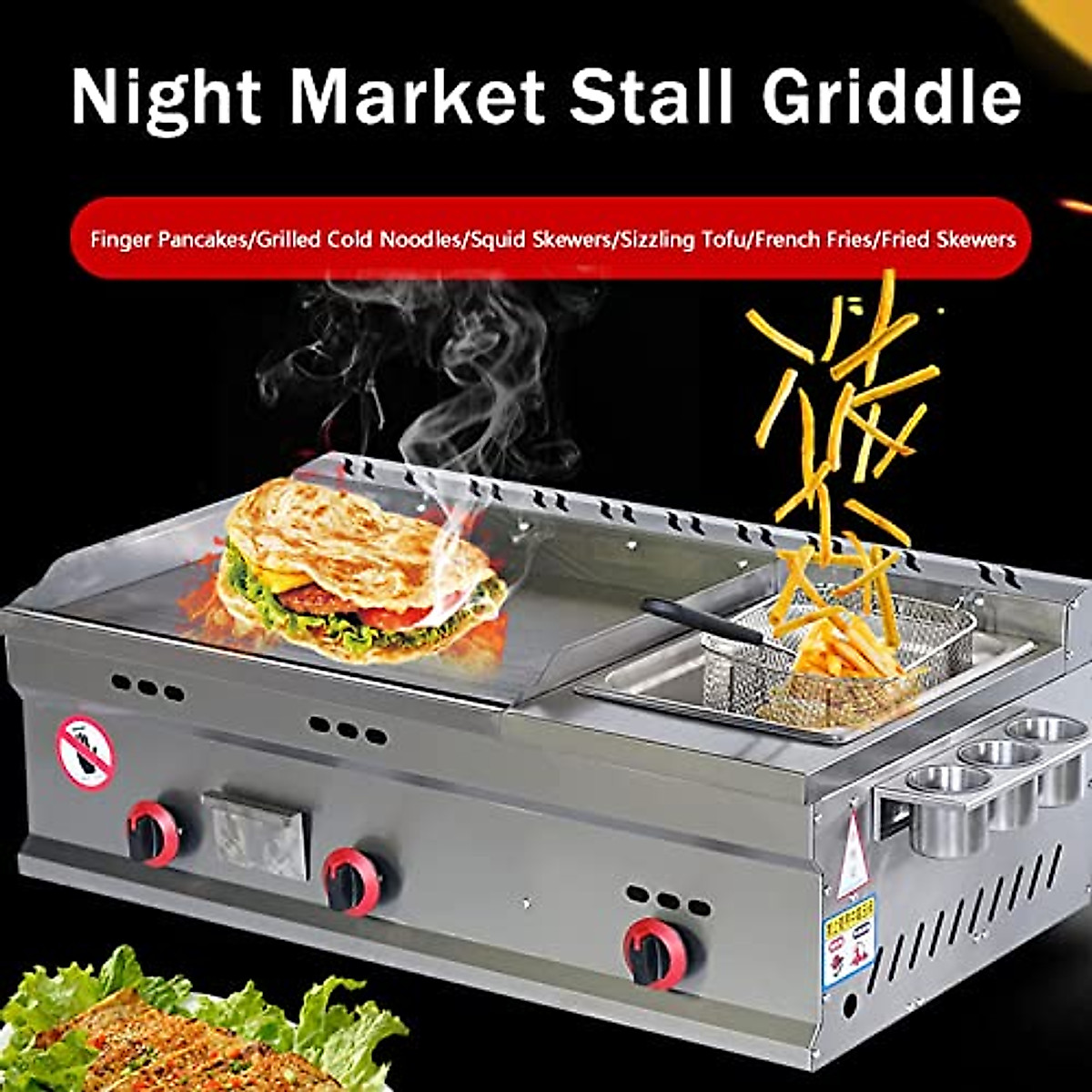 Commercial Countertop Gas Griddle - Stainless Steel Teppanyaki With Adjustable Temperature - High-Quality LPG Gas Grill For Outdoor Catering