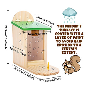 Wehhbtye Squirrel Feeder Box-Wood Handcrafted Chipmunk Picnic Table Feeder Bench Feeders,Pine House with Screws for Squirrel Feeding Station Hanging Outside Garden Yard(Assembly Hardware Included)