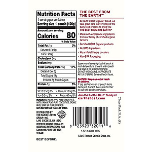 Earth's Best Organic Stage 2 Baby Food, Apple Peach and Oatmeal, 4.2 oz. Pouch (Pack of 12)