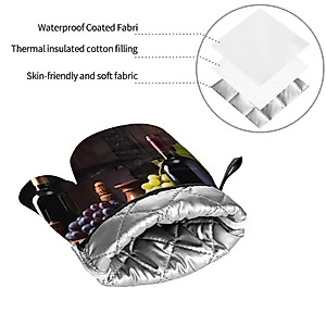 Mount Hour 4-Piece Set Oven Mitts and Potholders, Vintage Grapes Baking Glove and Pot Holder for Cooking BBQ