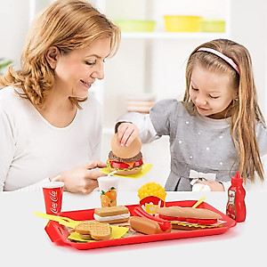 Sotodik Pretend Play Food Set for Children,Removable Fast Food Playset with Tray Hamburger Hotdog Fries Combo,Play Kitchen Accessories Role Play Toys,Educational Gift for Kids Boys Girls (15 PCS)