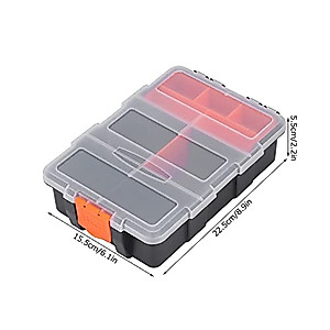 8.9x6.1x2.2in Small Parts Organizer, Tools Storage Box, Hardware Organizers with Removable Plastic Dividers, PVC Components Parts Tool Organizer for Hardware, Screws, Bolts, Nails, Jewelry