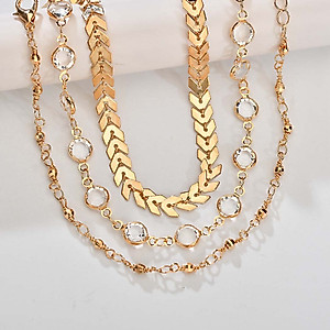 Zoestar Three-Layer Ankle Bracelet Gold Rhinestone Foot Chain Summer Sand Beach Anklet Foot Jewelry for Women(Color 1)