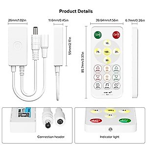 FCOB SP641E Bluetooh LED Controller Support PWM Monochrome RF16Keys LED Strip Dimmer Switch Brightness for FCOB 3014 5630 5730 3528 Signle Color LED Strips DC5V-DC24V Timer Music Mode Support max 2A