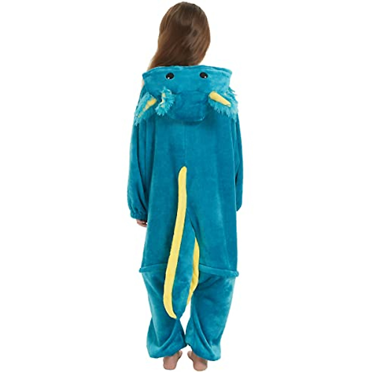 DarkCom Animal Onesie Flannel One Piece Cosplay Blue Axolotl Halloween Costume for Girls Boys