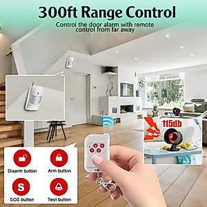 KERUI Standalone Home Office Shop Security Alarm System Kit,Wireless Loud Indoor/Outdoor Weatherproof Siren Horn with Remote Control and Door Contact Sensor,Motion Sensor,Up to 115db,NO WiFi/GSM/APP