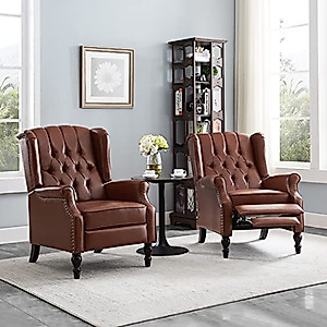 Christopher Knight Home Elaine Contemporary Tufted Recliners (Set of 2), Cognac Brown + Dark Brown