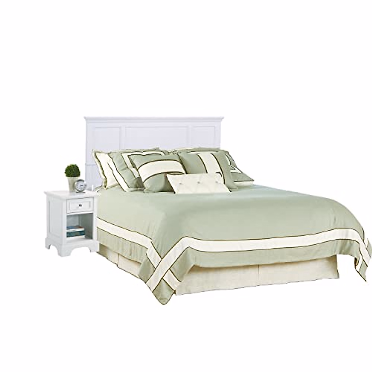 Home Styles Naples White Queen Headboard with Mahogany Wood Solids, Brush Stroke Finish, Raised Panel Design, and Rich White Finish