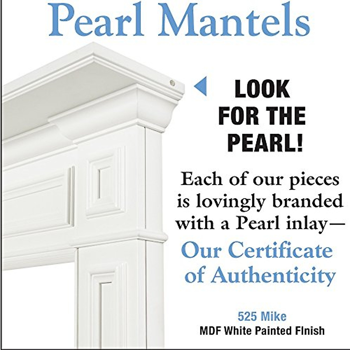 Pearl Mantels 525-48 Mike Fireplace Mantel Surround MDF, 48-Inch, White 48 Inch