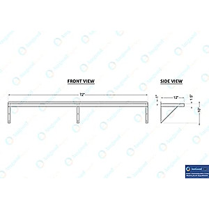 AmGood 12" Width x 72" Length | Stainless Steel Wall Shelf | Square Edge | Metal Shelving | Heavy Duty | Commercial Grade | Wall Mount | NSF Certified