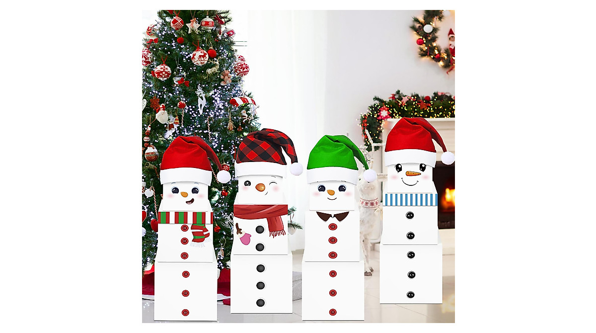 MotiMind 16 Pcs Christmas Snowman Gift Boxes - Stackable Holiday Decor