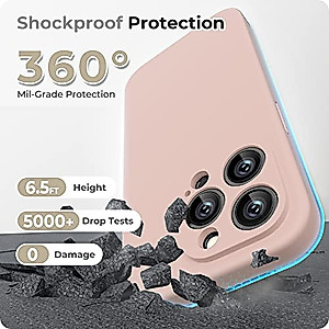 GOODVISH 3 in 1 Designed for iPhone 14 Pro Silicone Case 2022, with 2 Pack Screen Protector, Full Cover [Enhanced Camera Protection] 6.1" Soft 14pro Case[Anti-Scratch Microfiber Lining], Sand Pink