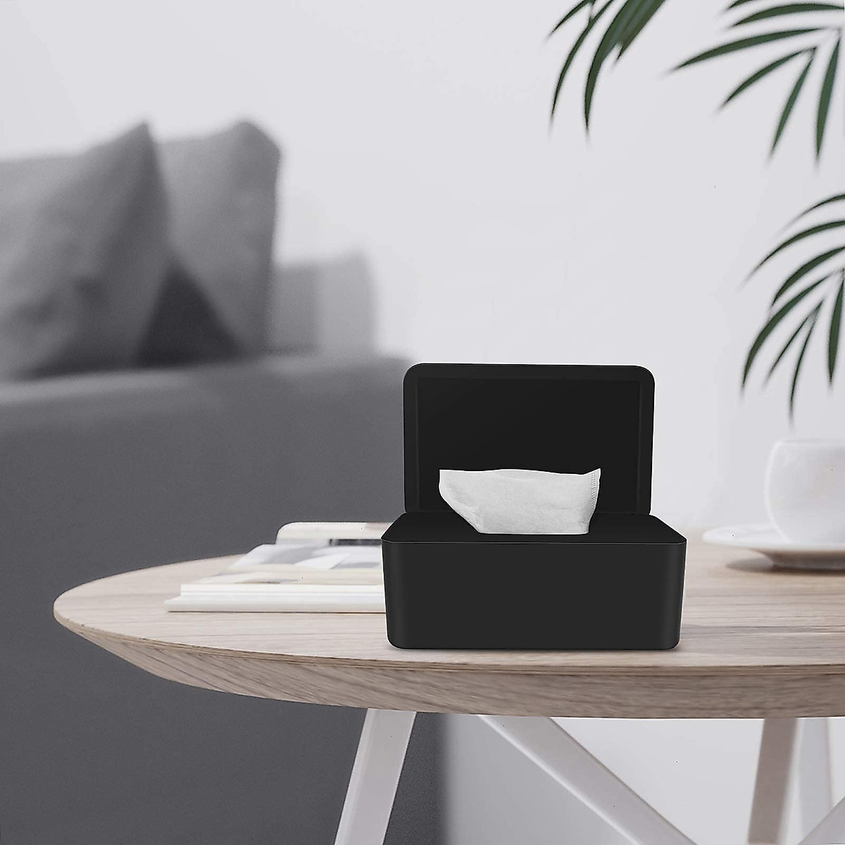 LEFUYAN Wipes Dispenser, Dustproof Tissue Storage Box Case Wet Wipes Dispenser Holder with Lid for Home Office Desk (Black)