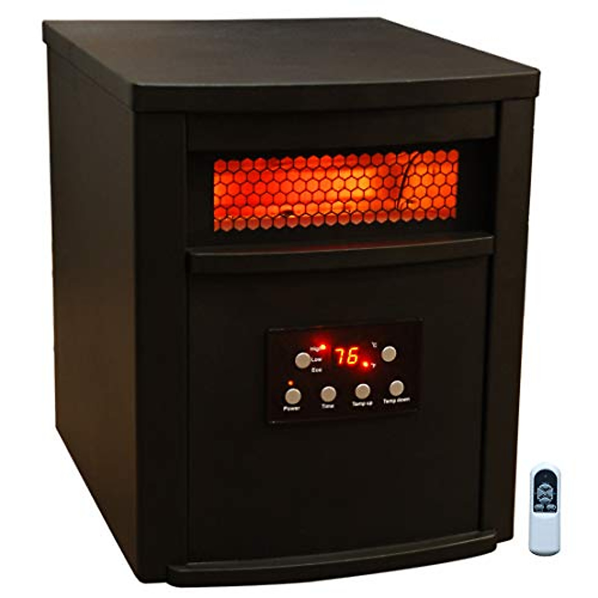 LifeSmart LifePro 1500W Portable Electric Infrared Quartz Indoor Space Heater with 6 Adjustable Heating Elements and Remote Control, Black