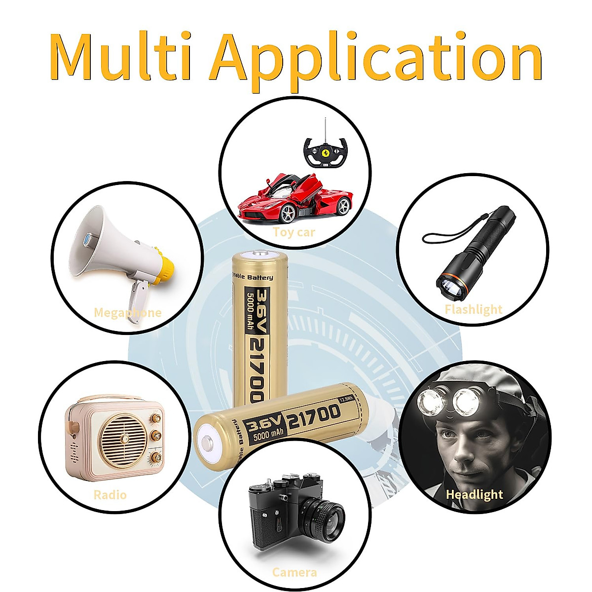 EcoSolutions 21700 Rechargeable Battery Case Set, 2pack 5000mah Large Capacity 3.6Volt 21700 Tip Battery for flashlights ect,