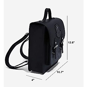 CLESUZ Wednesday Backpack Vintage Black Leather Backpack with Adjustable Shoulder Straps and Trendy Keychains Preppy Y2K Gothic Academy Backpack (GreyStripes)