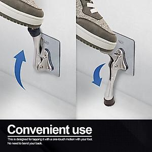One-touch doorstop adhesive bracket , One-Touch semi-Automatic Metal Door Stopper, With Non-Slip Rubber Tip for Wood, Concrete, Tiled, and Carpeted Floors, Sticker (4inch x 1pack, white)