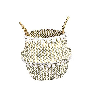 Kisangel Rattan Planter Baby Basket Laundry Basket for Baby Woven Plant Pot Nursery Baskets Cotton Storage Bucket Laundry Storage Baskets Cloth Storage Basket Room Basket Wicker Flowerpot