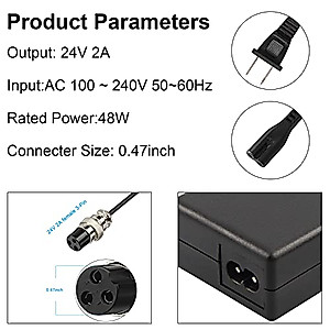 24V 2A Electric Bike Scooter Battery Charger for Mini Chopper Sunl City Express Razor CC2420 E100 E125 E150 E175 E200 E225S E300 E325S E500 MX350 PR200 Pocket Mod Rocket, Dirt Quad